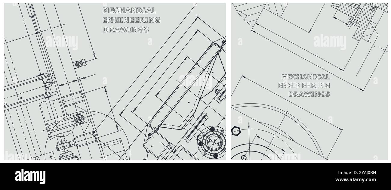 Blueprints set. Mechanical engineering drawing. Engine Vector ...