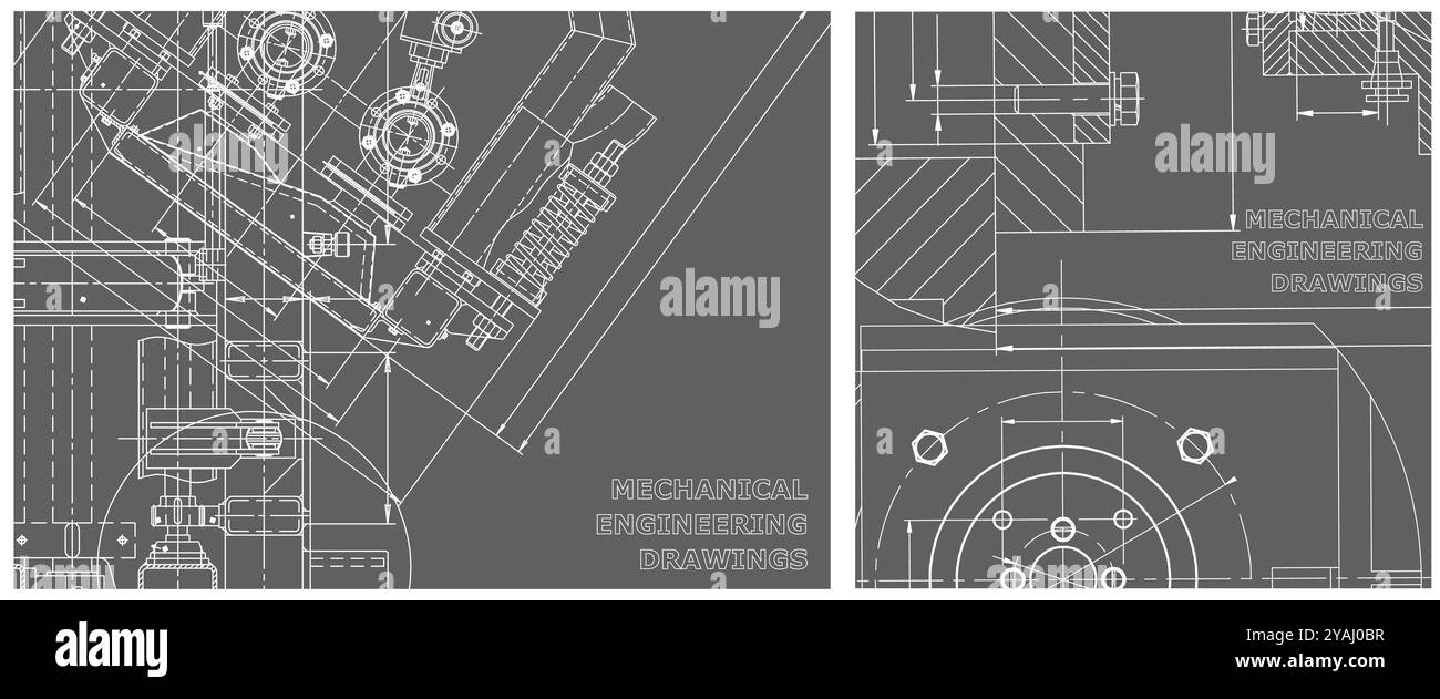 Blueprint. Engineering illustration set. Mechanical engineering drawing ...