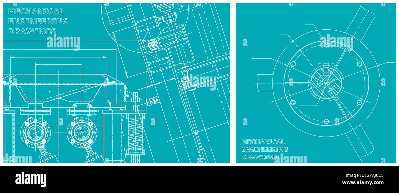 Blueprint. Technology Background. Engineering illustration set ...