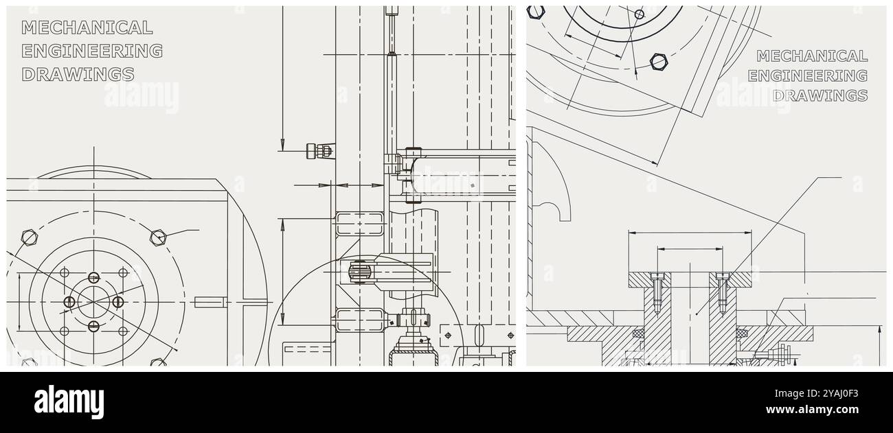 Blueprints. Mechanical engineering drawing. Set of corporate identity ...