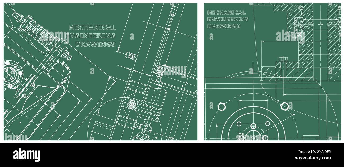 Blueprints set. Mechanical engineering drawing. Engine line drawing ...