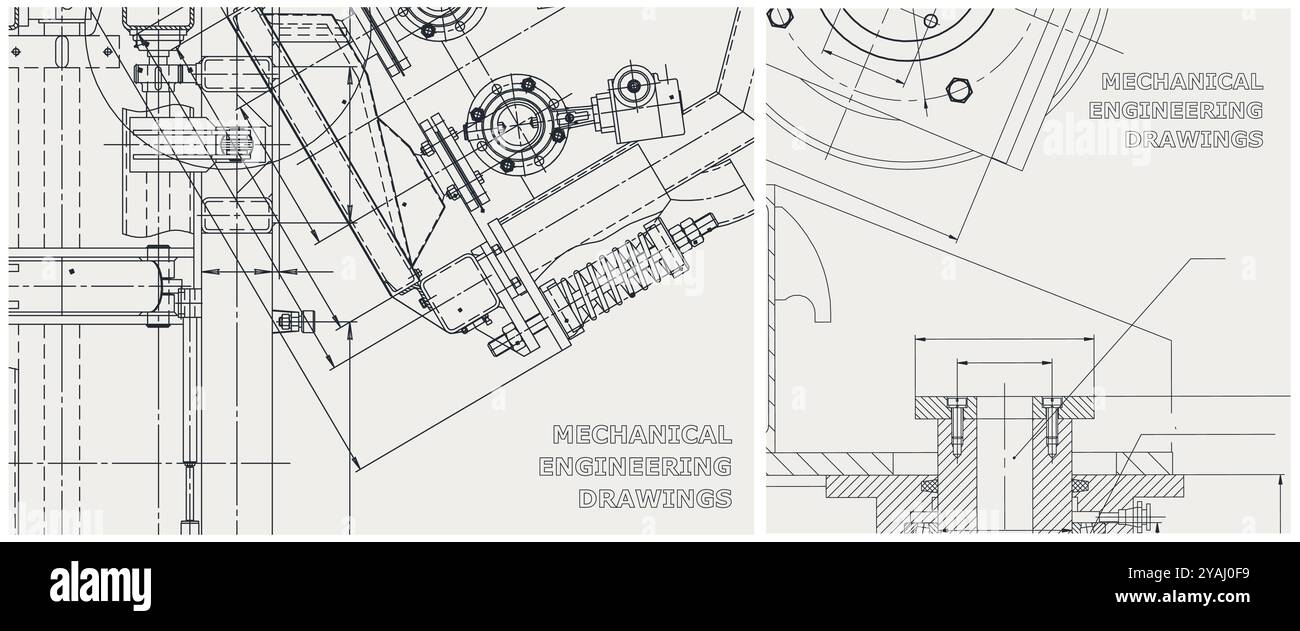 Blueprints. Set of corporate identity templates. Mechanical engineering ...