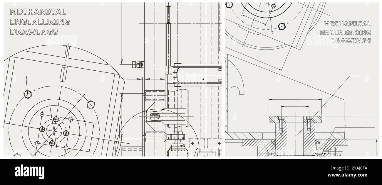 Blueprints. Mechanical engineering drawing. Set of corporate identity ...