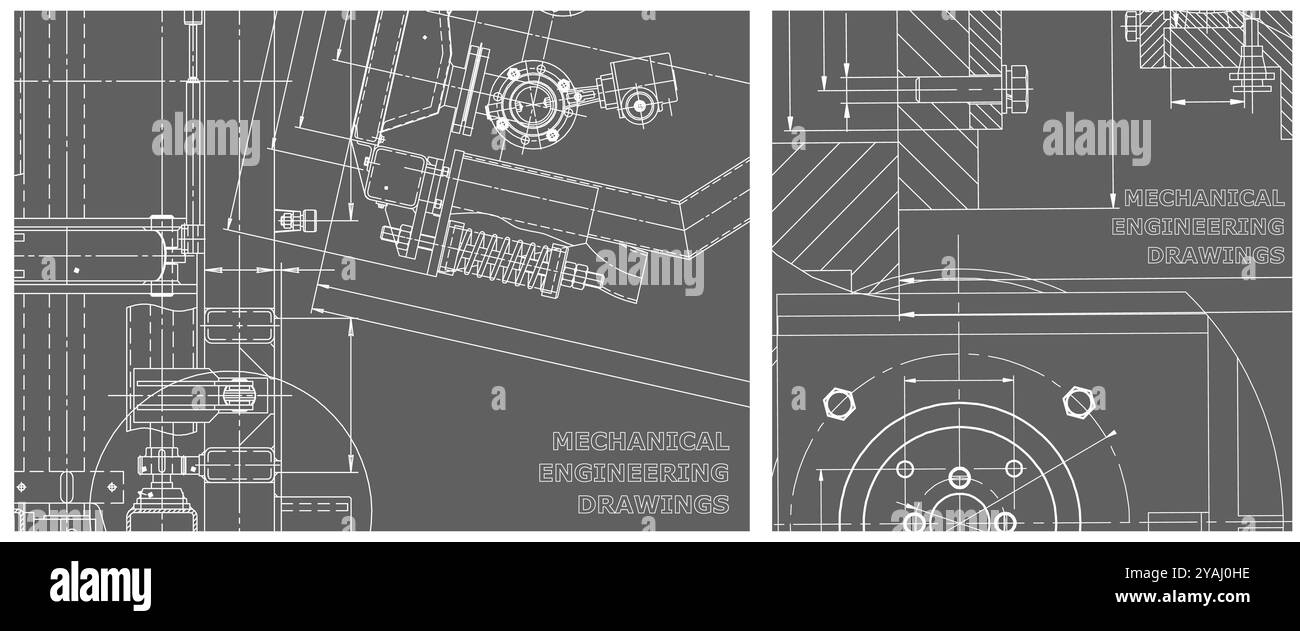 Blueprint. Engineering illustration set. Mechanical engineering drawing ...