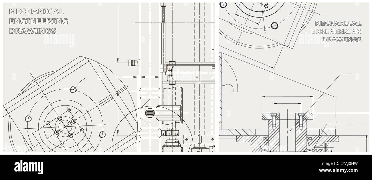Blueprints. Mechanical engineering drawing. Set of corporate identity ...