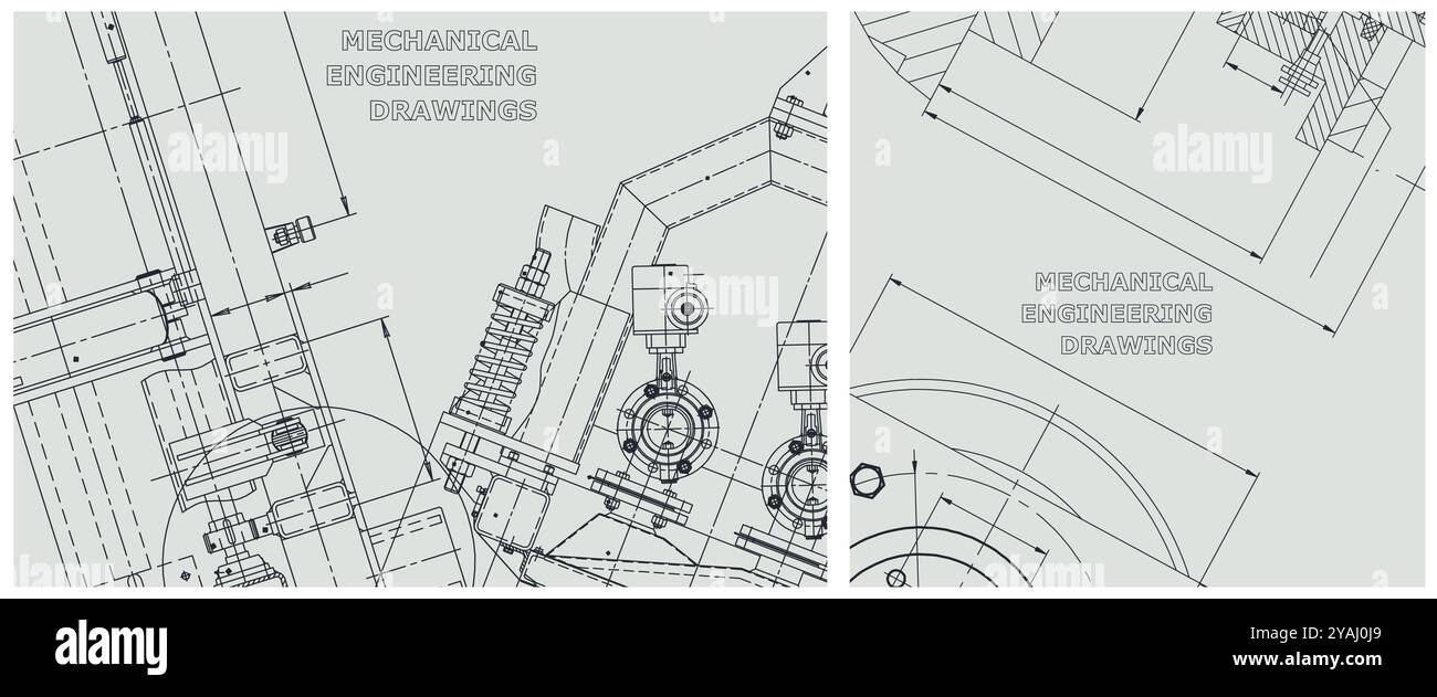 Blueprints set. Mechanical engineering drawing. Engine Vector ...