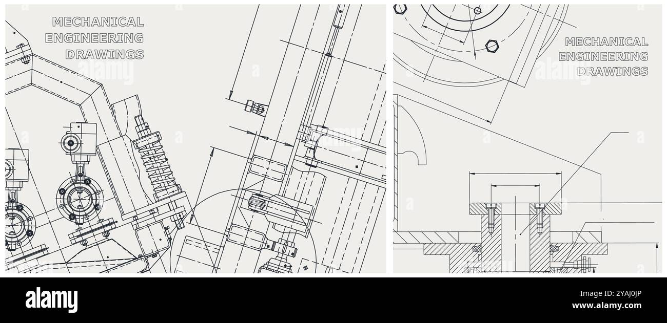 Blueprints set. Mechanical engineering drawing. Drawings of engine ...