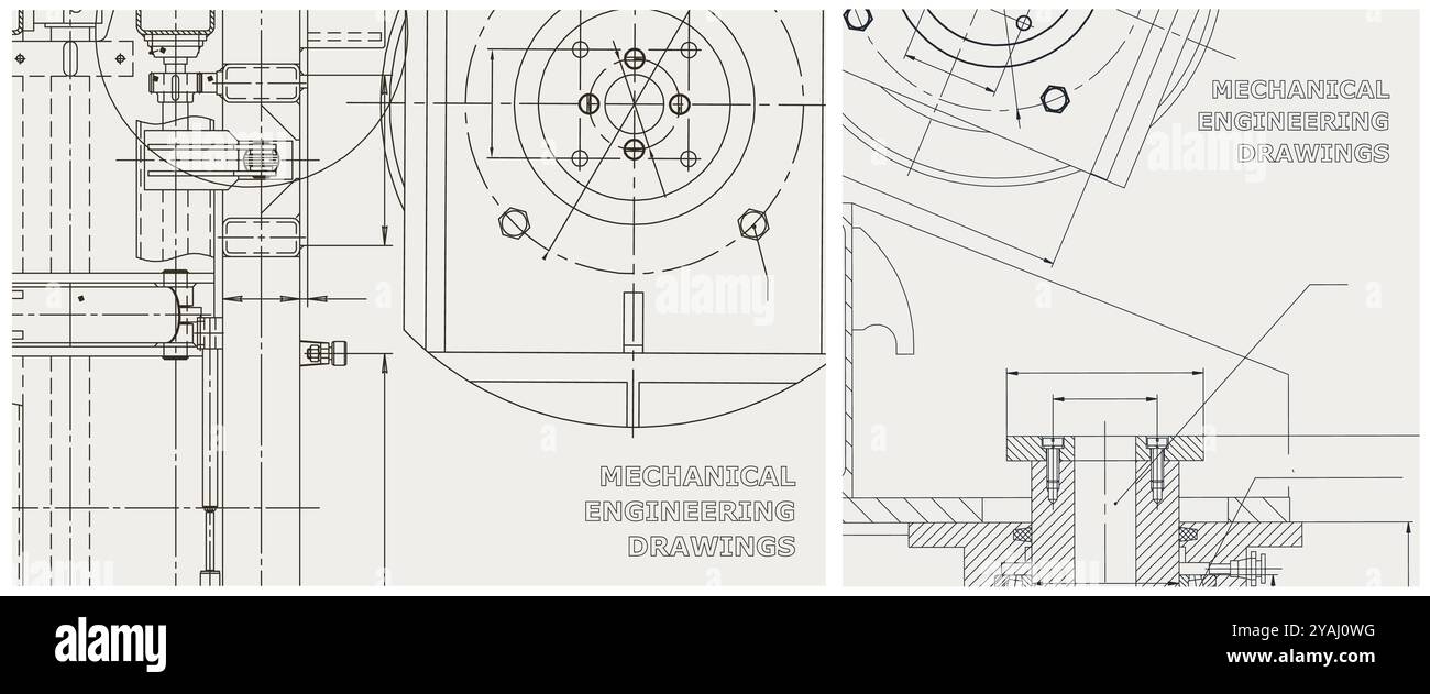 Blueprints set. Mechanical engineering drawing. Drawings of engine ...