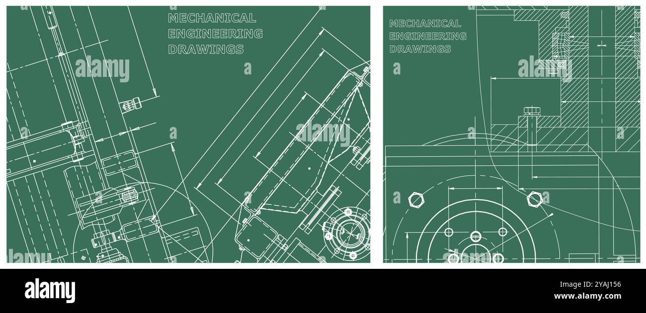 Blueprints set. Mechanical engineering drawing. Engine line drawing ...