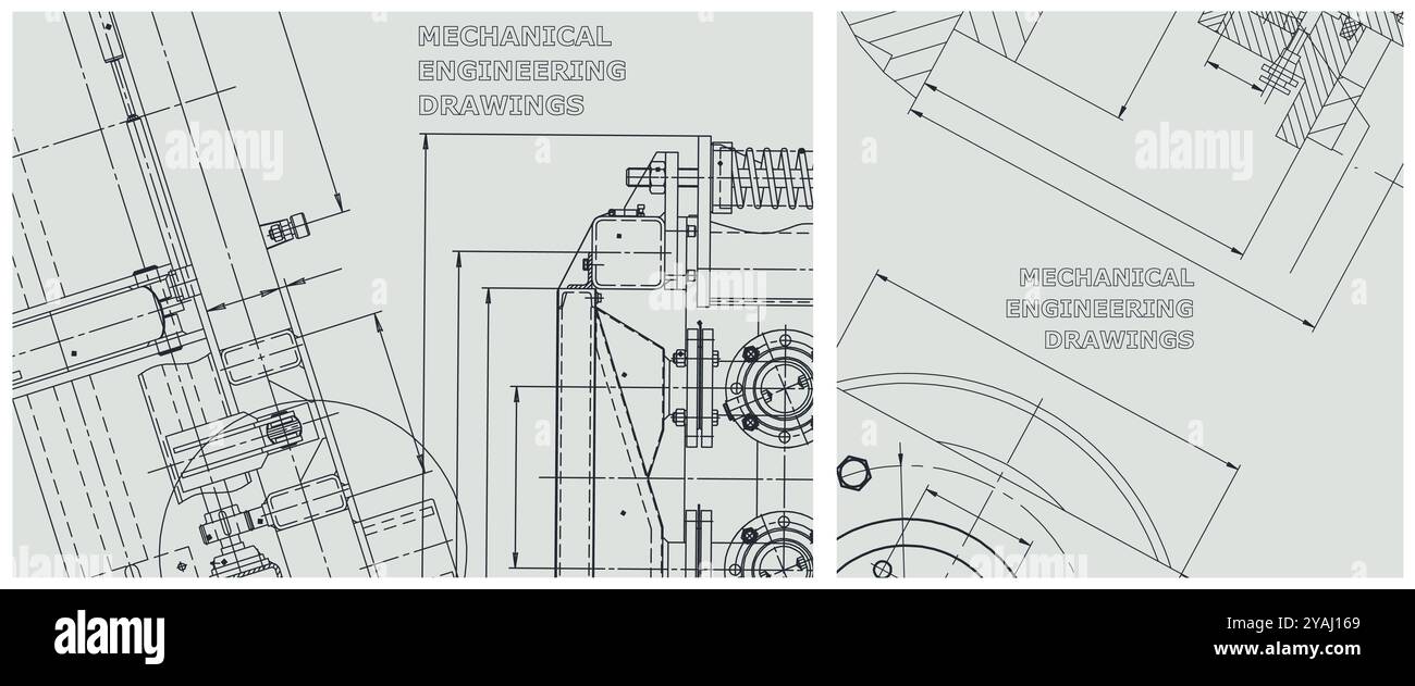 Blueprints set. Mechanical engineering drawing. Engine Vector ...
