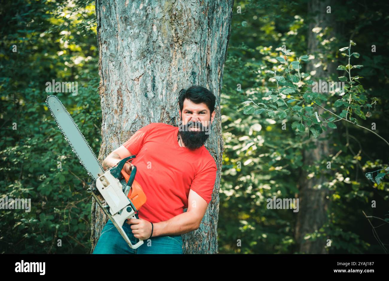 Woodworkers lumberjack. Stylish young man posing like lumberjack ...