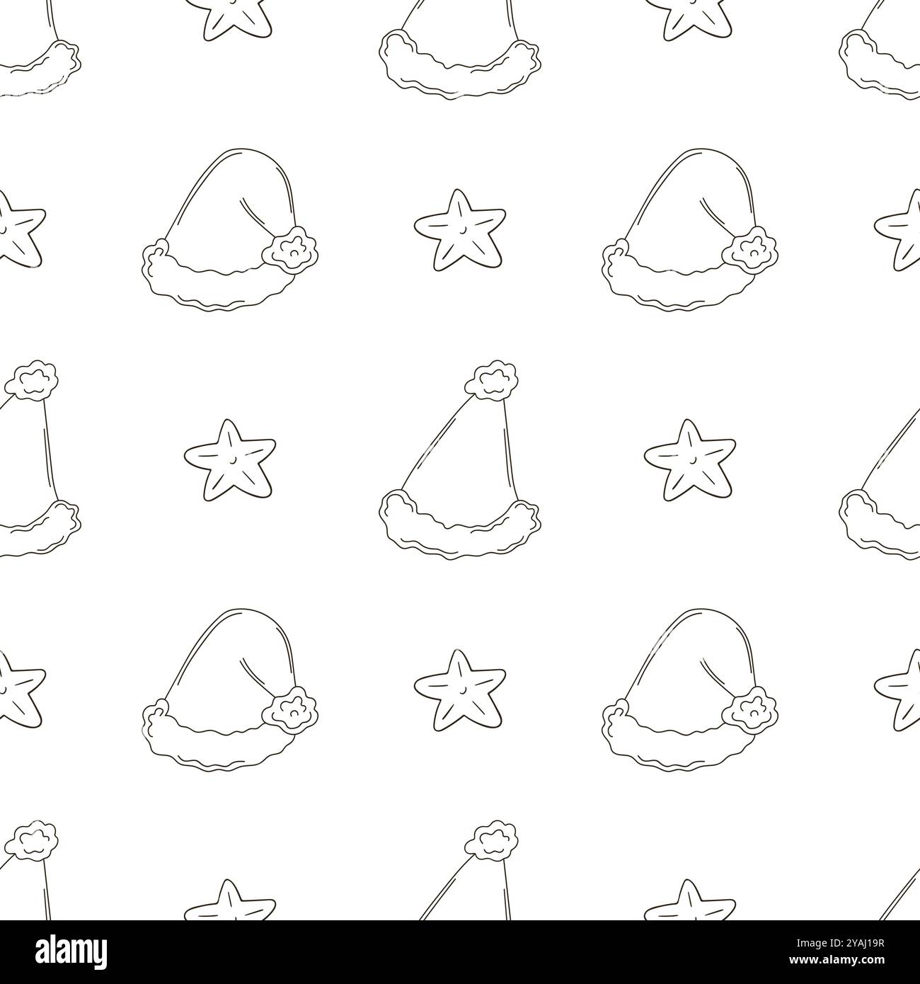 Christmas holidays. New Year's hats, stars. Coloring pattern in hand ...
