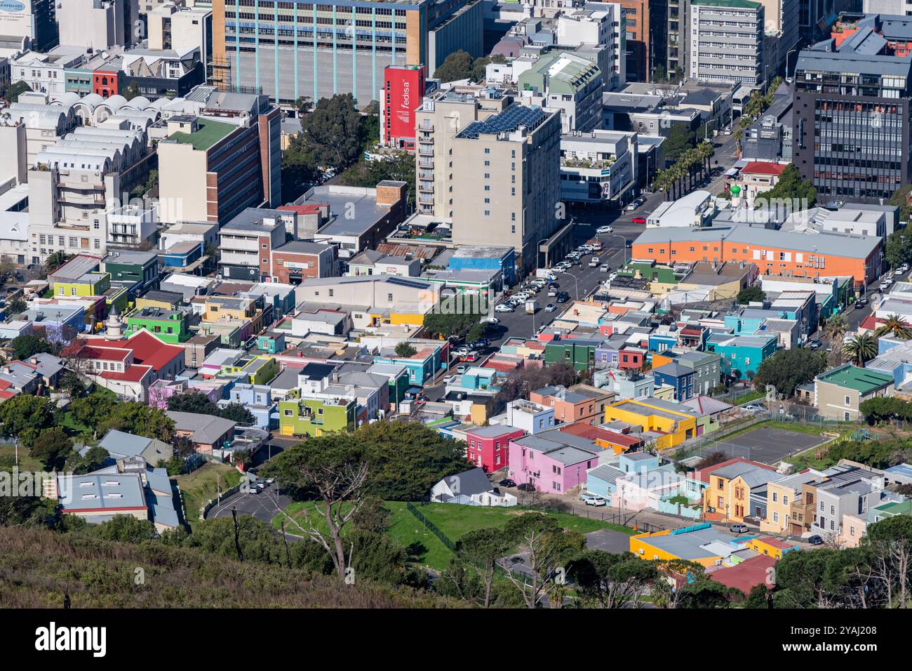 A view of the Bo-Kaap neighbourhood district from Signal Hill in Cape ...