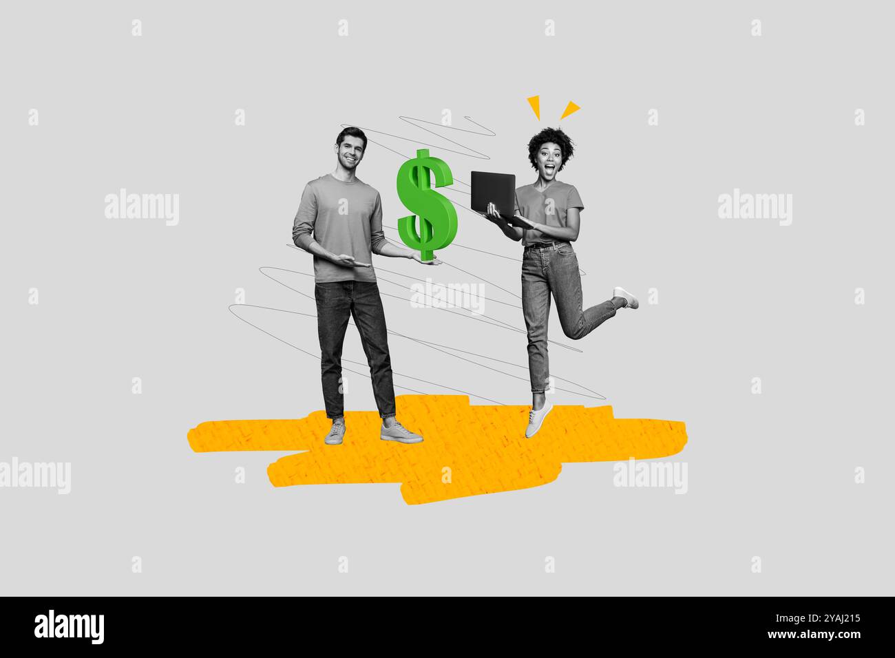 Composite trend artwork sketch image collage of team young guy hand ...