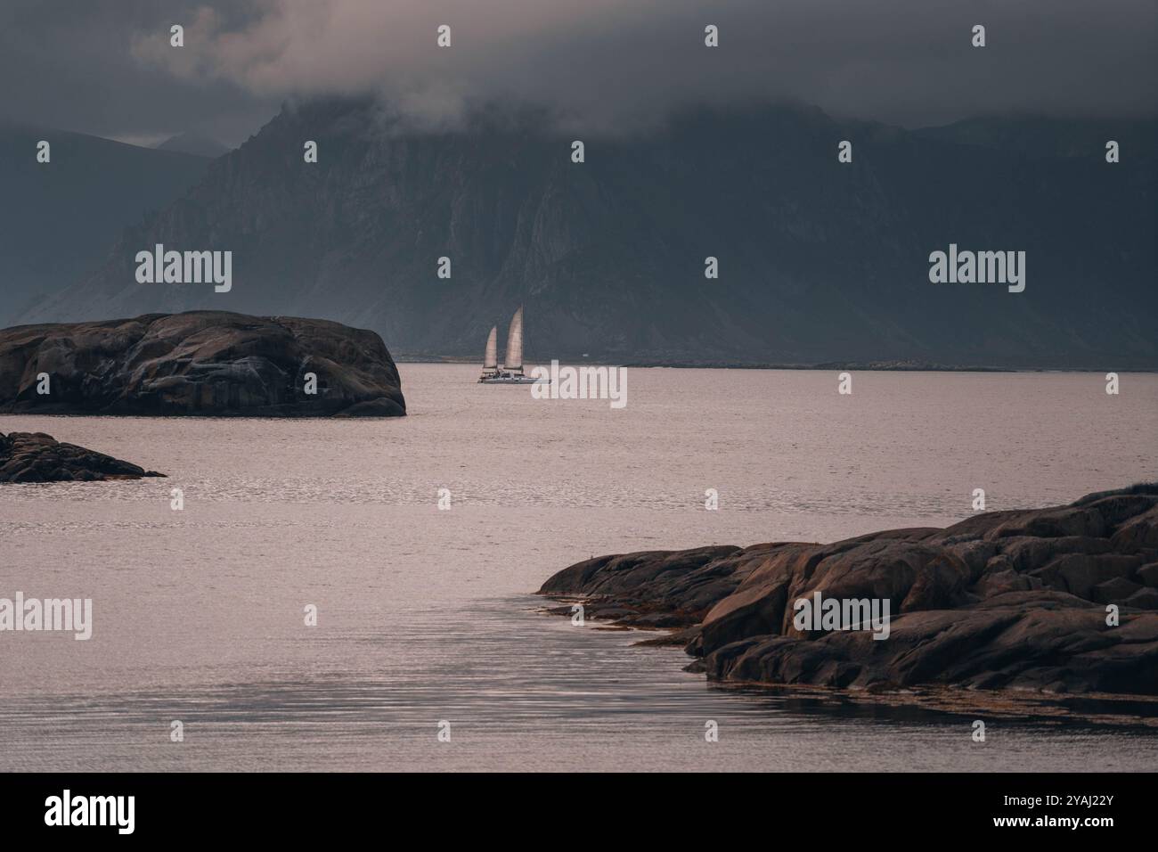 Sailing Through the Misty Fjords Stock Photo - Alamy