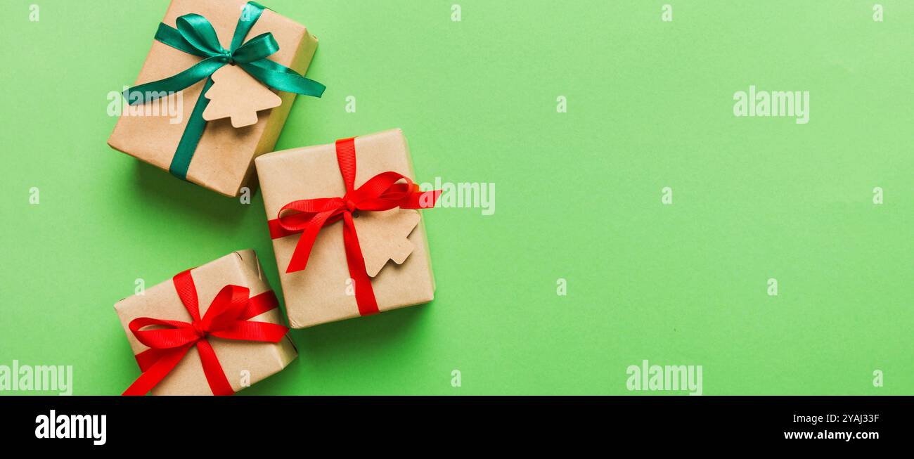 wrapped christmas or other holiday handmade present in paper with ...