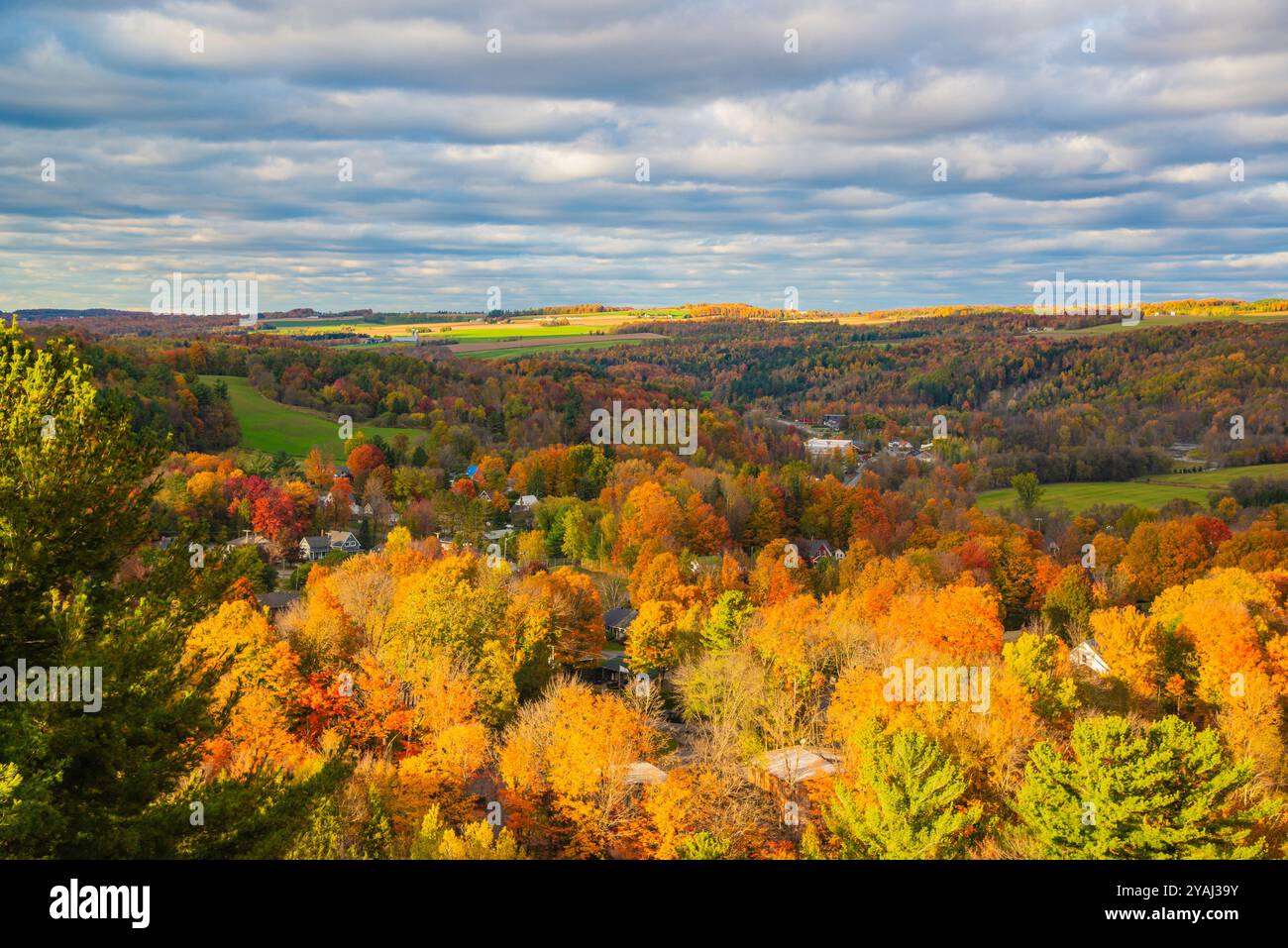 Coaticook, Canada - Oct. 12 2024: Colorful autumn season in Parc de la ...