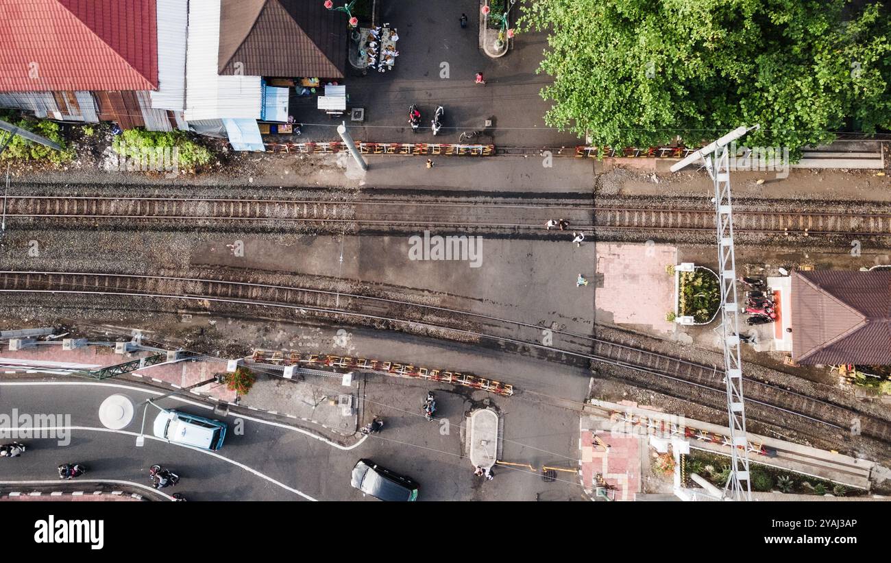 Yogyakarta, Indonesia - 27 September 2024: aerial view, pedestrians ...