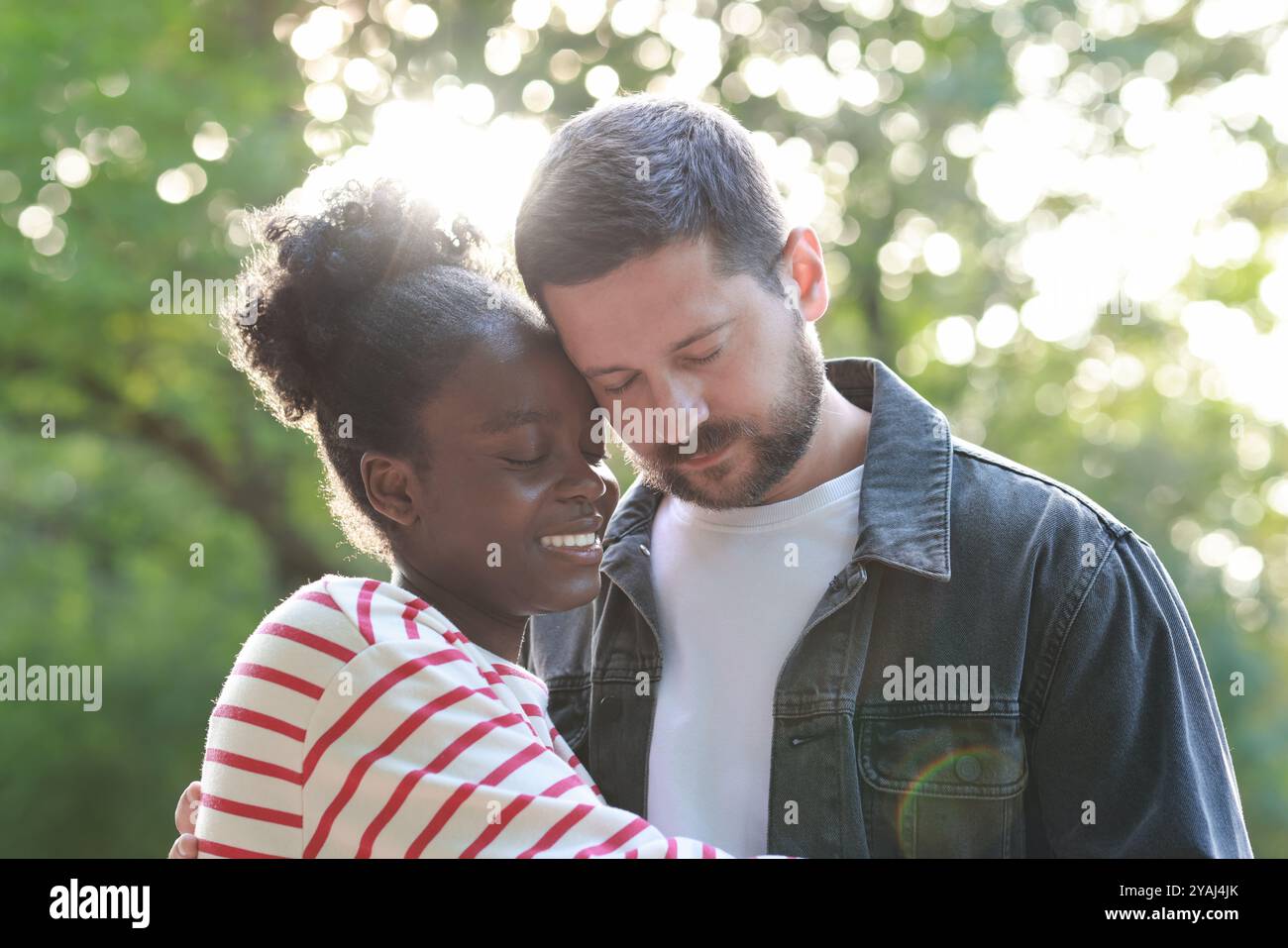 International relationships. Portrait of lovely couple outdoors Stock ...