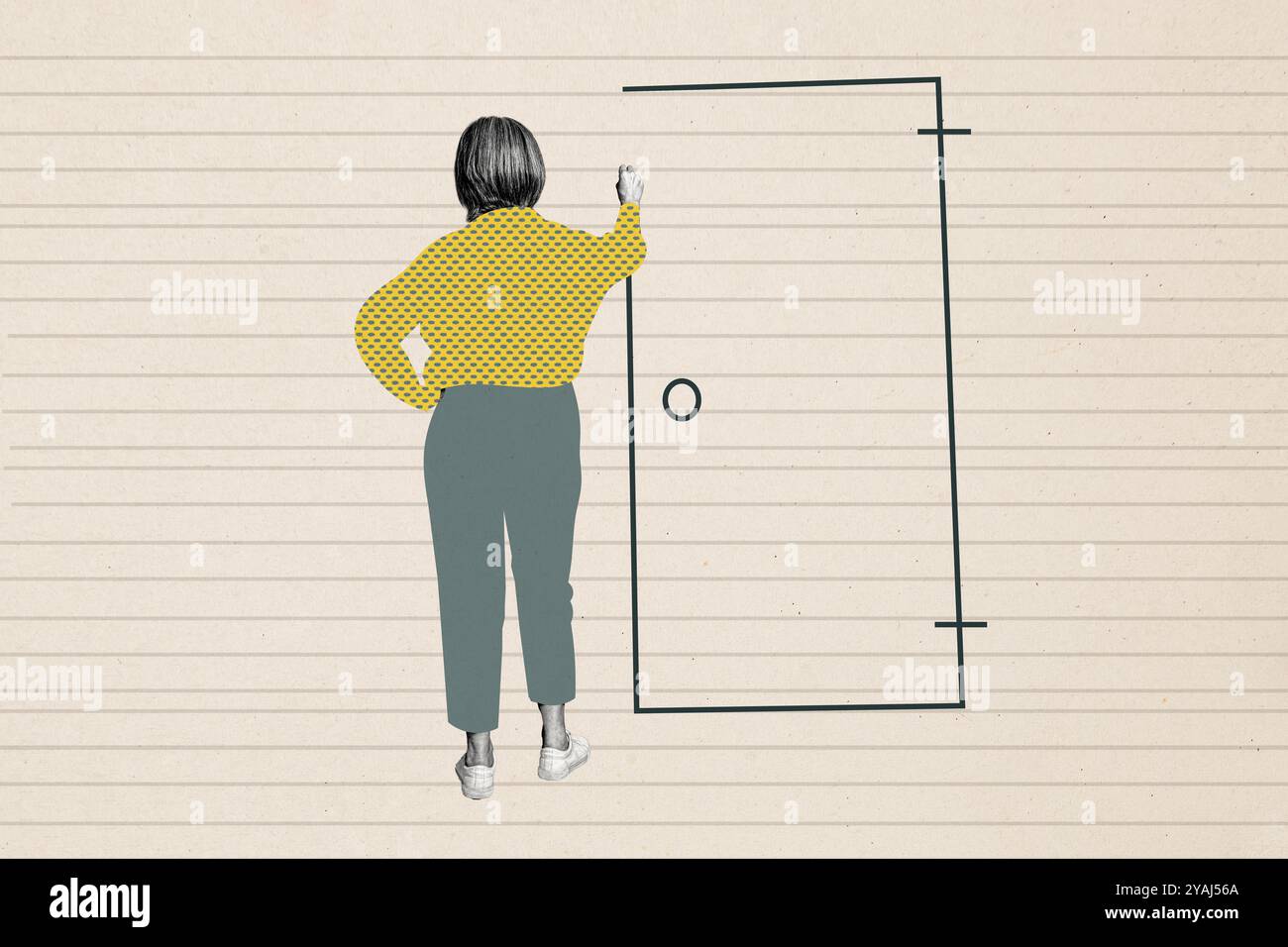 Composite trend artwork sketch image photo collage of workspace young ...