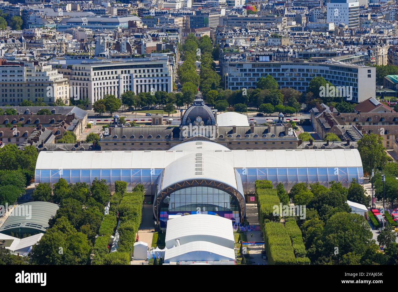 Paris, France - Aug 10, 2024 : Aerial view of the Arena Champ de Mars ...