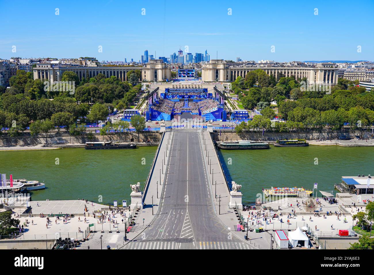 Paris, France - Aug 10, 2024 : Aerial view of the Parc des Champions ...