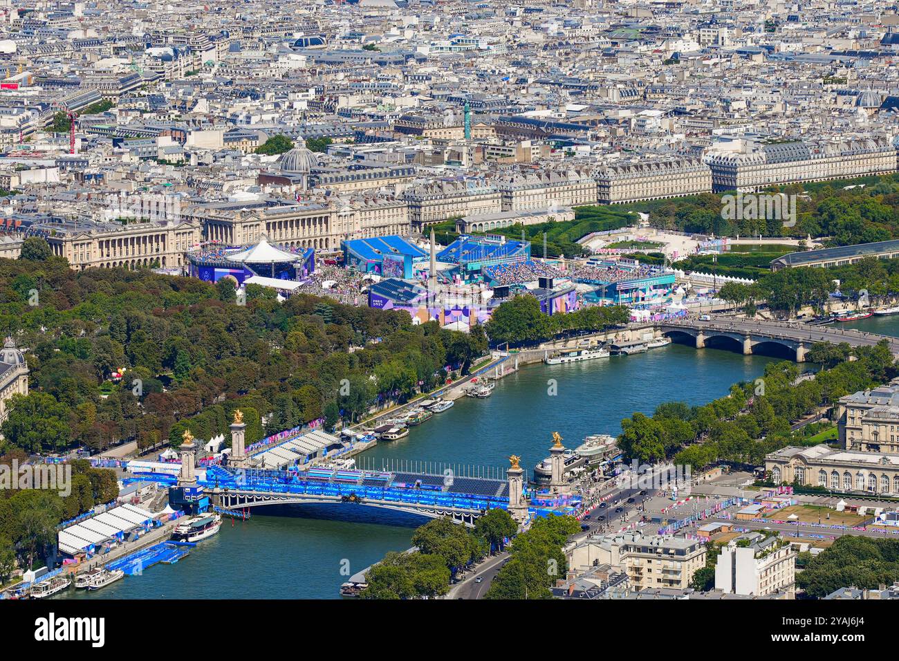 Paris, France - Aug 10, 2024 : Aerial view of the temporary sporting ...
