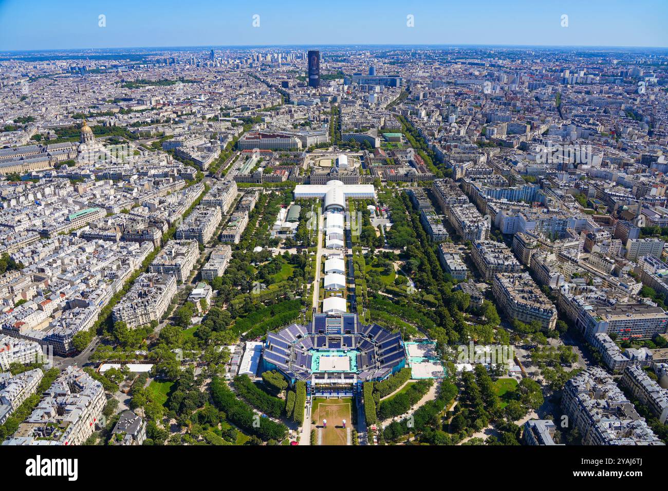 Paris, France - Aug 10, 2024 : Aerial view of the Eiffel Tower Stadium ...