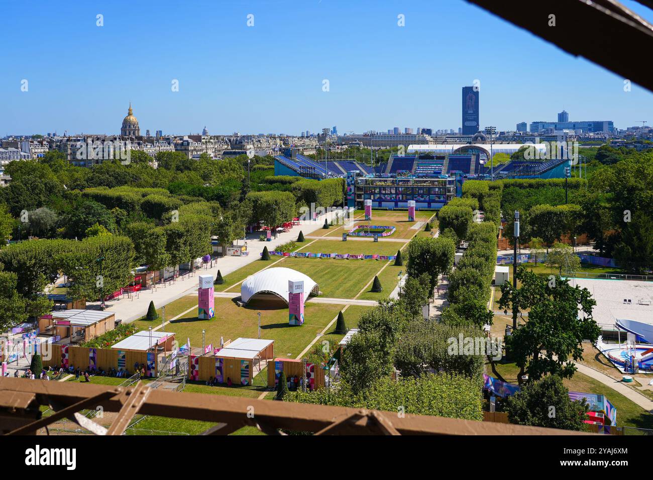 Paris, France - Aug 10, 2024 : Aerial view of the Eiffel Tower Stadium ...