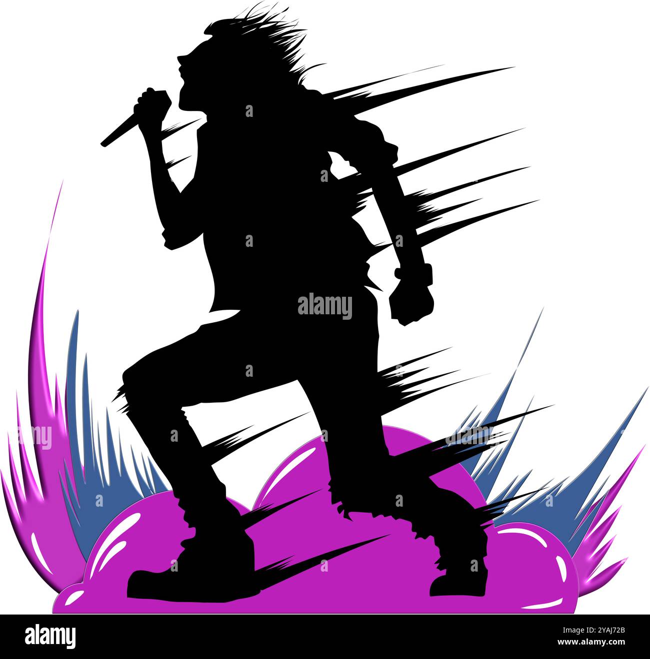 Silhouette of a rocker singing. Perfect for stickers, icons, logos ...