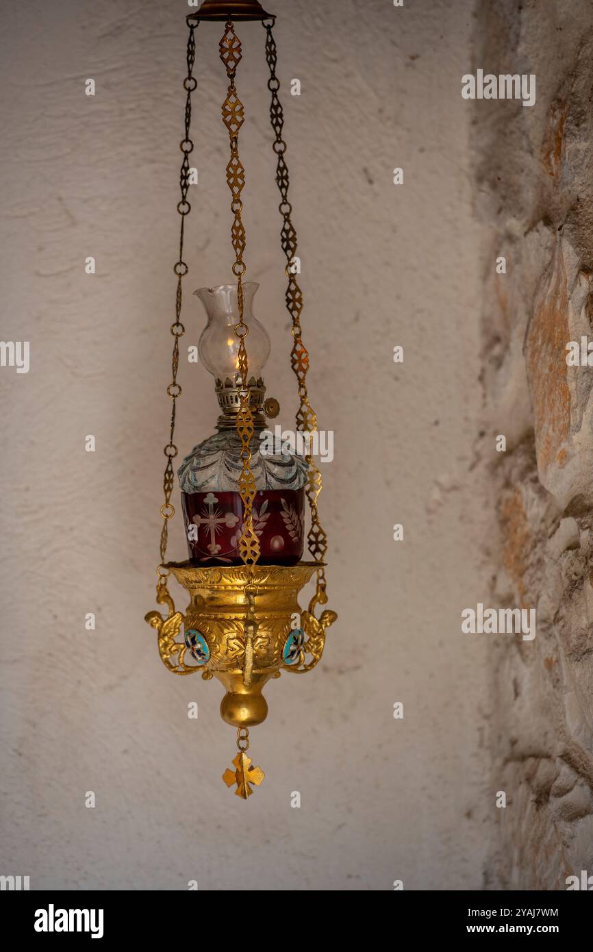 ornamental lantern with votive candles and incense burner made from ...