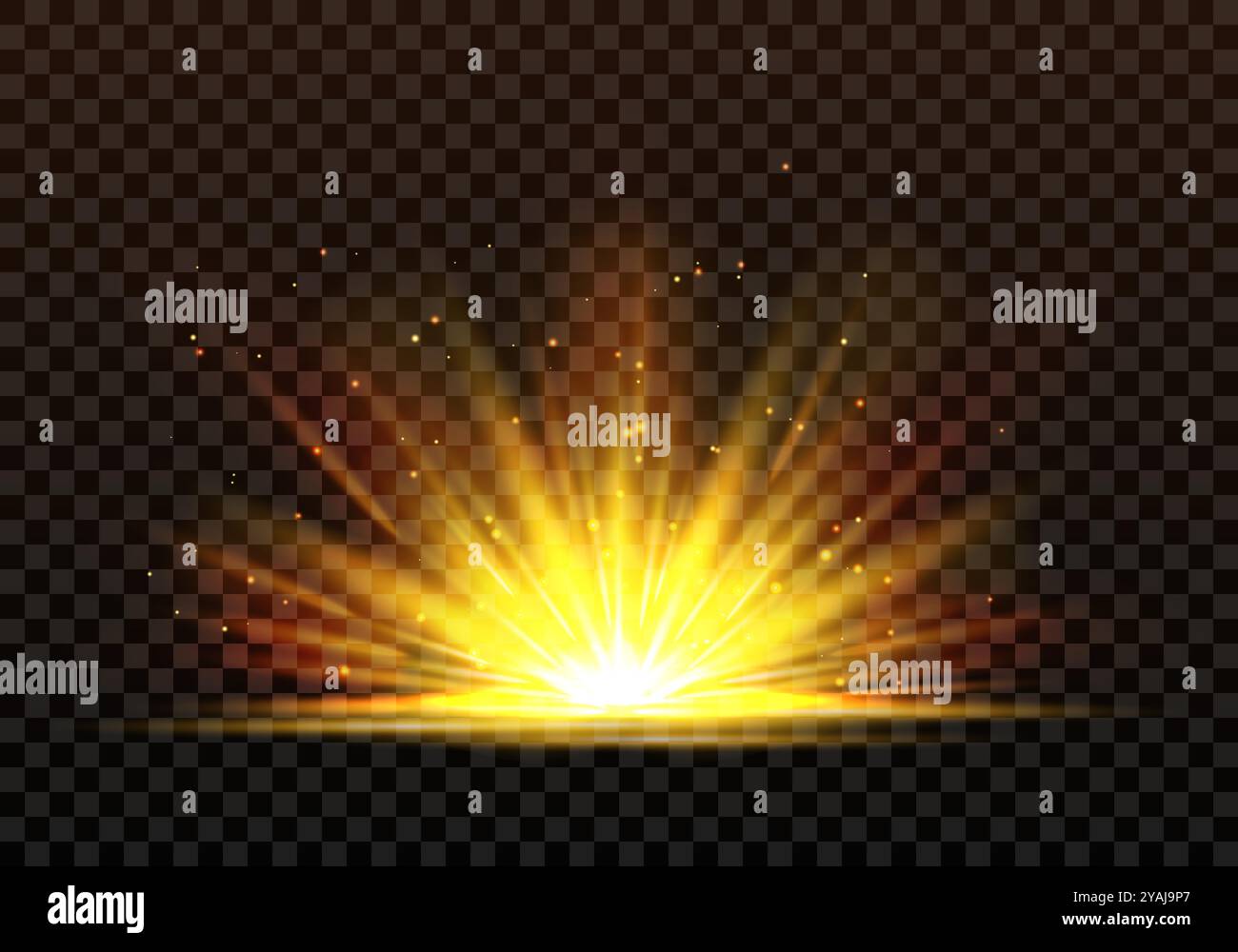 A bright golden light effect. Realistic sunrise Stock Vector Image ...