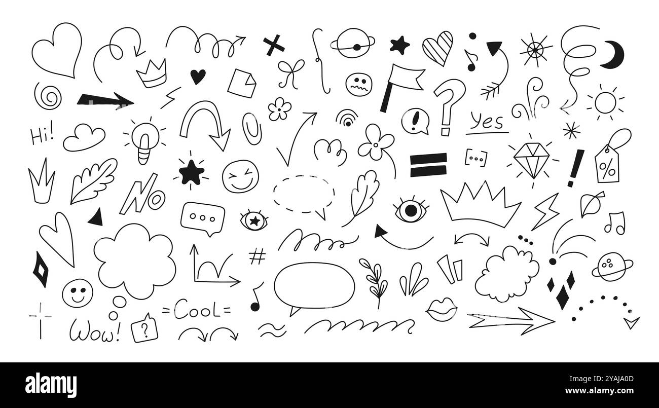 Set of doodle elements. Simple sketch symbols Stock Vector Image & Art ...