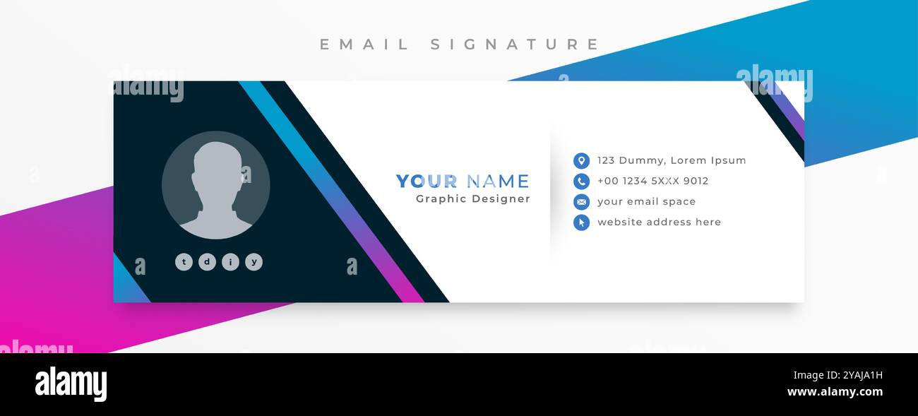 modern email signature card template with social media profile Stock ...