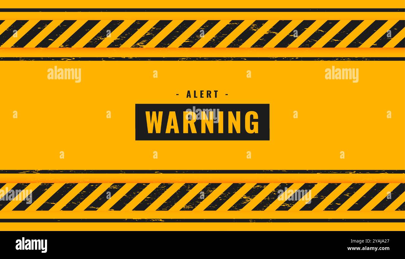 yellow warning alert background with black stipe design vector Stock ...