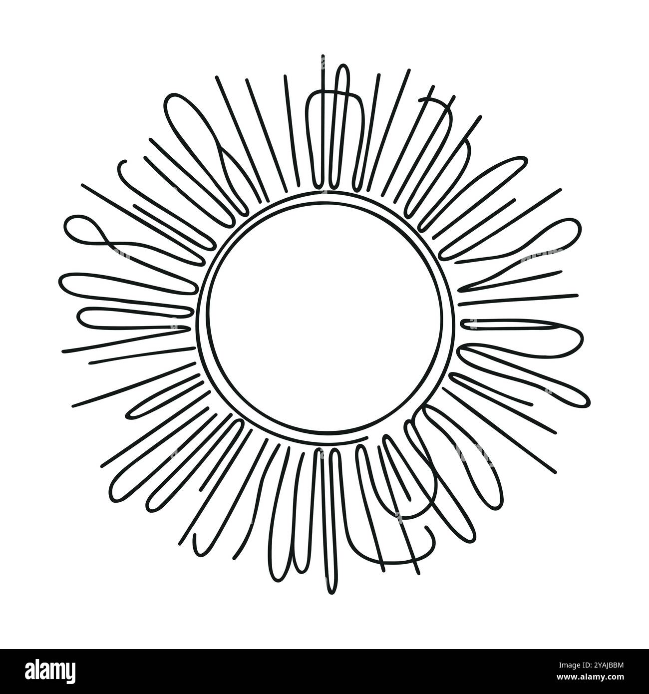 Continuous one line sun on white background, vector illustration Stock ...