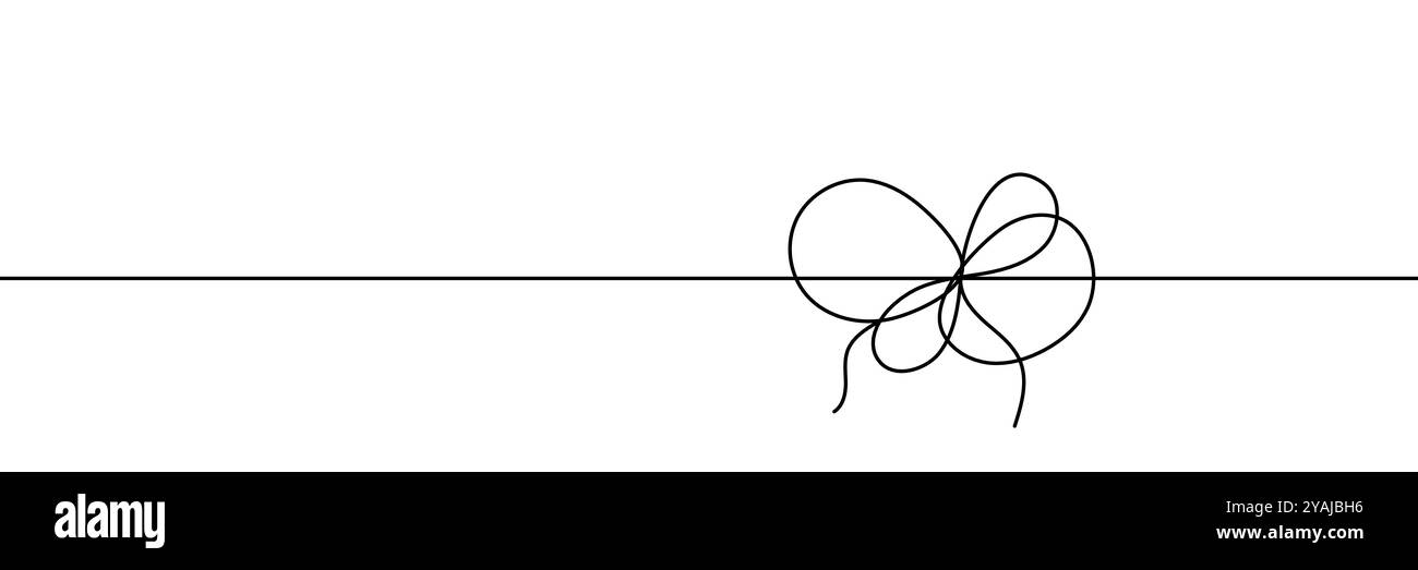 Continuous line drawing of decorative ribbon bow. editable line. Vector ...