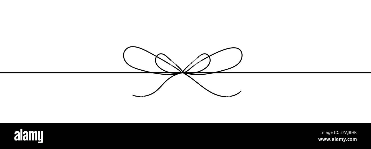 Continuous line drawing of decorative ribbon bow. editable line. Vector ...