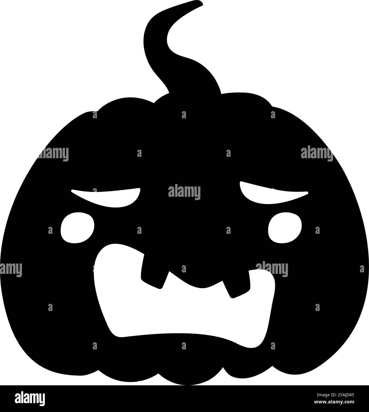 Disgusted Jack-o-lantern pumpkin face expression silhouette. Halloween ...