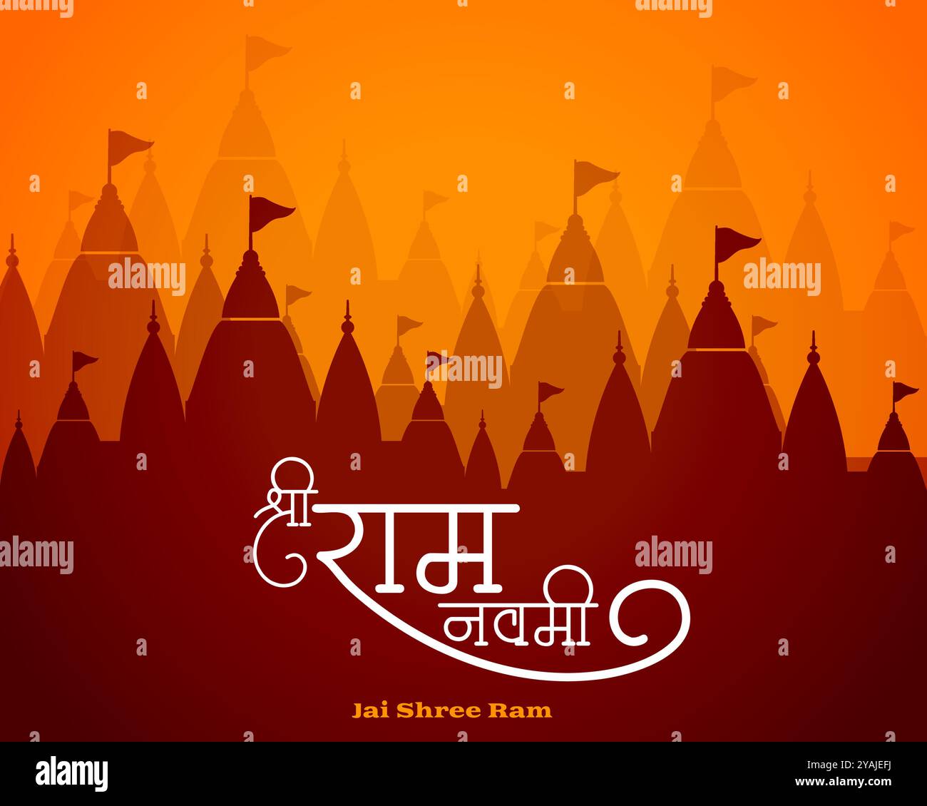traditional shri ram navami wishes background with temple design vector ...