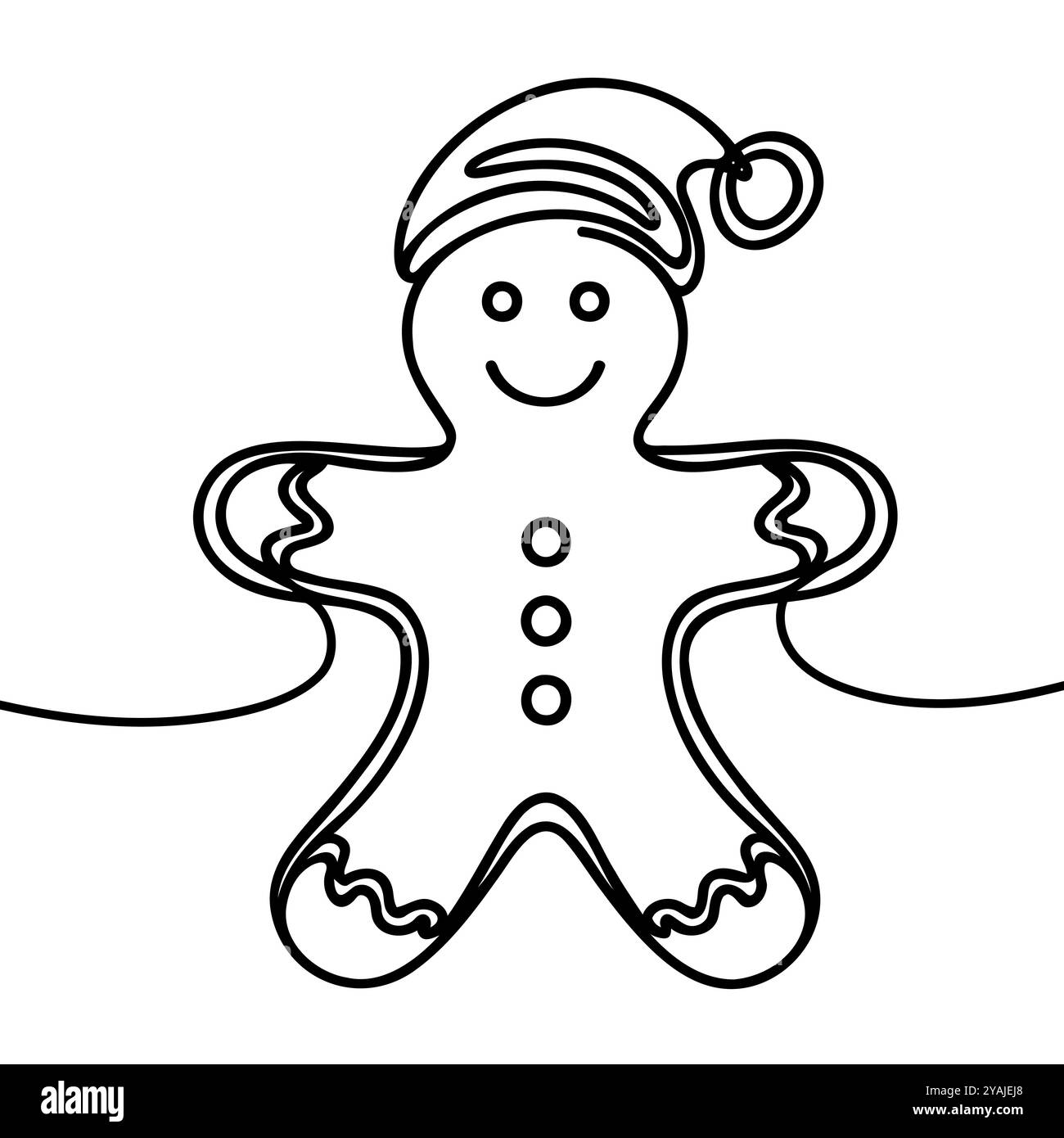 Continuous line drawing of Gingerbread cookie christmas. Vector ...