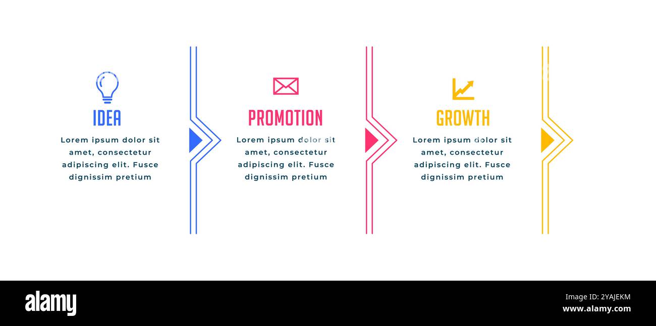 3 steps infographic element chart banner for business growth vector ...