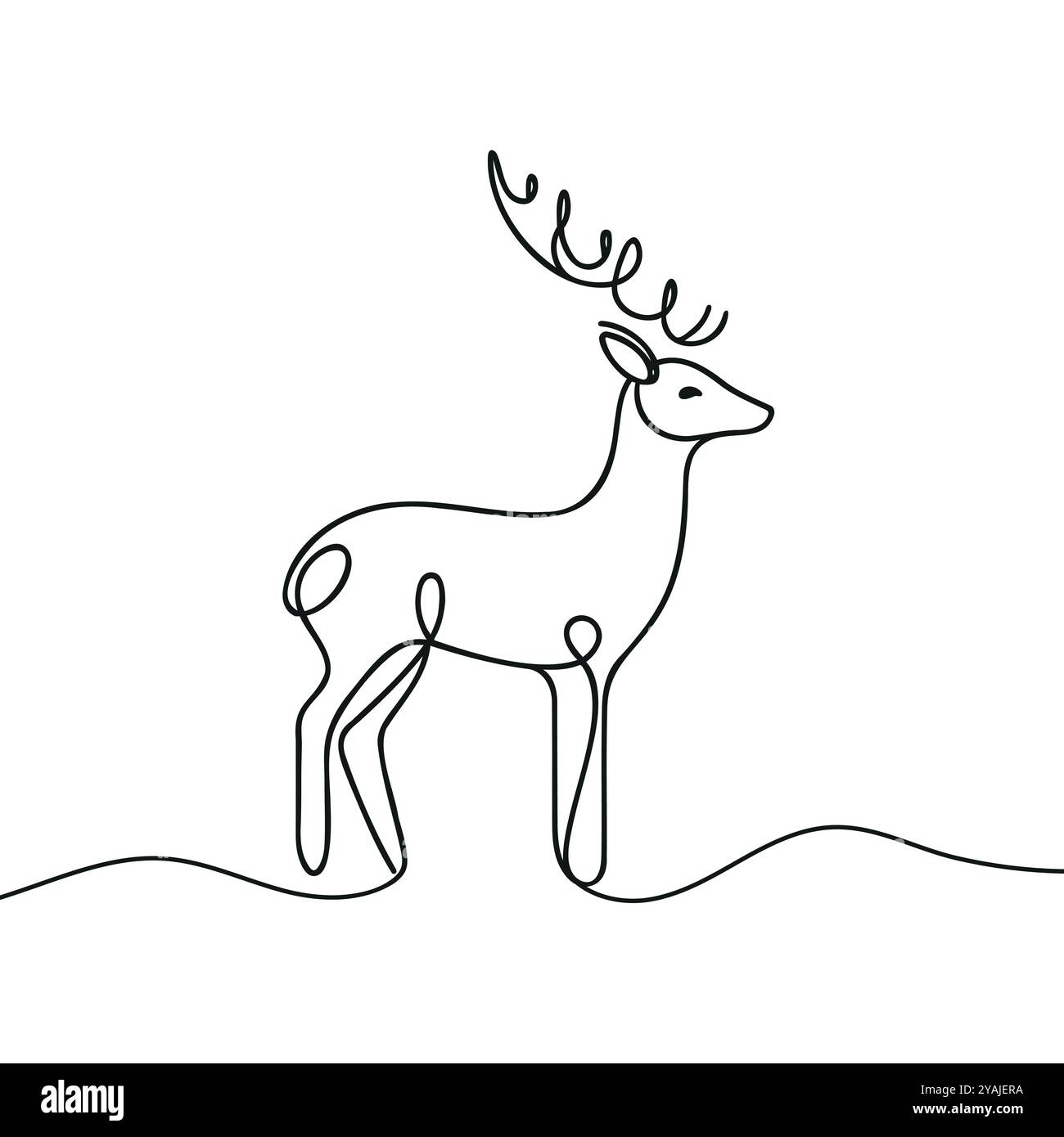Continuous one line drawing of deer. Impala logo. Vector illustration ...