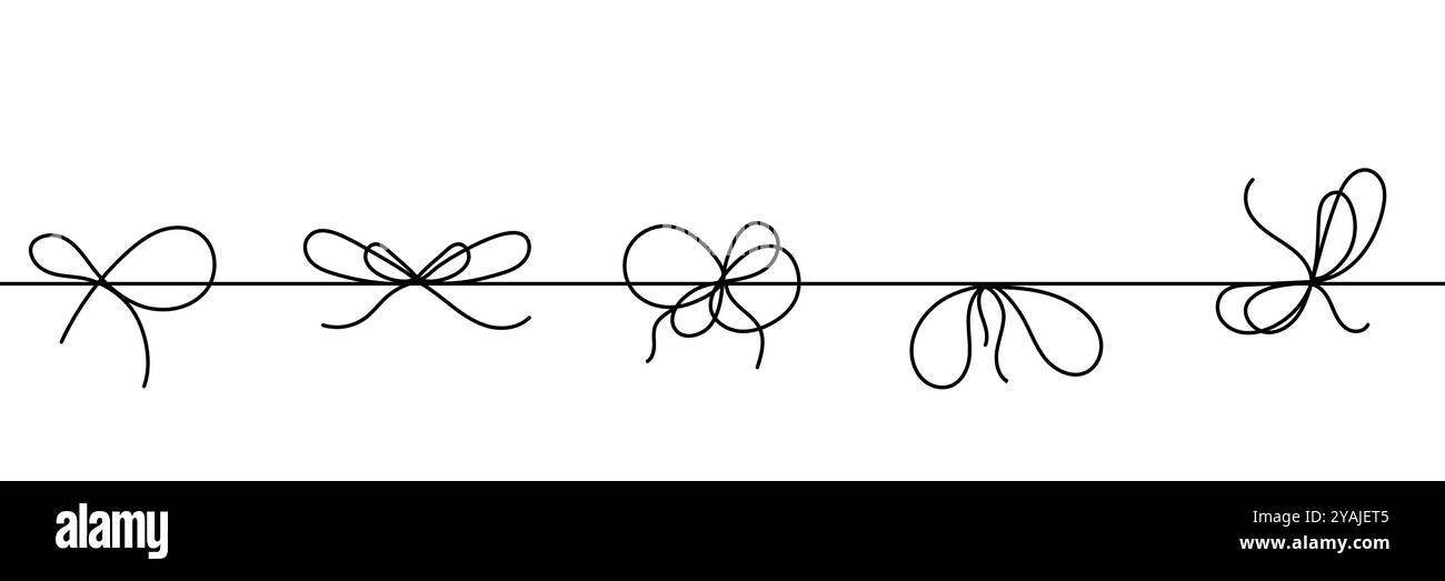 Continuous line drawing of decorative ribbon bow. editable line. Vector ...