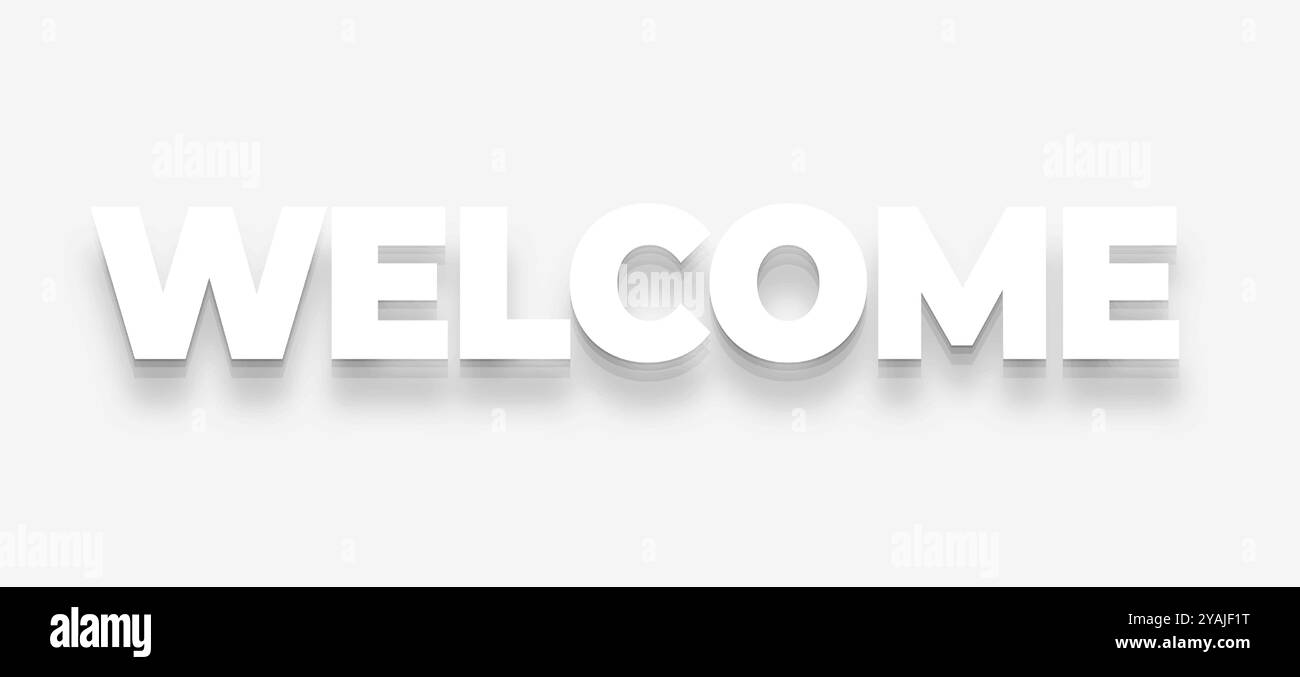 3d style elegant welcome text on white banner design vector Stock ...