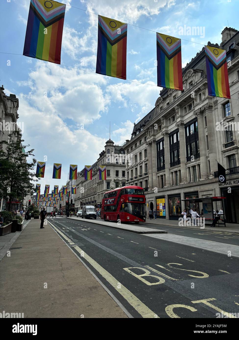 Regent street in London with pride flags, london pride Stock Photo - Alamy