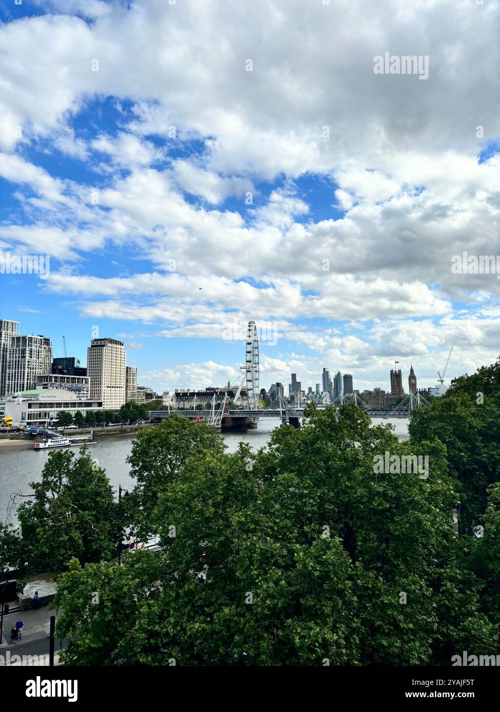 View of The Thames, London Eye, blue sky London, UK Stock Photo - Alamy