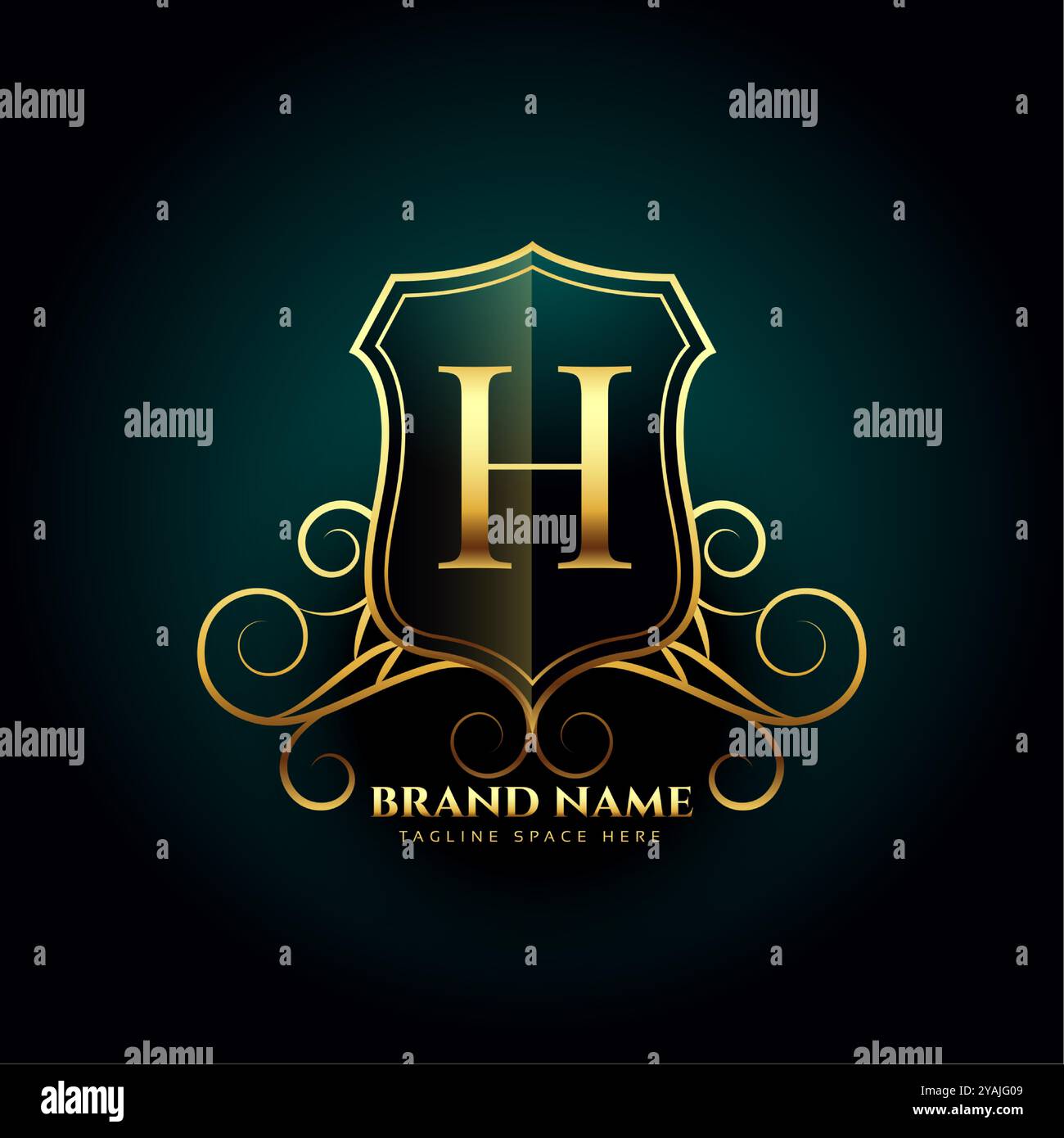 luxurious letter H symbol background for a royal signature vector Stock ...