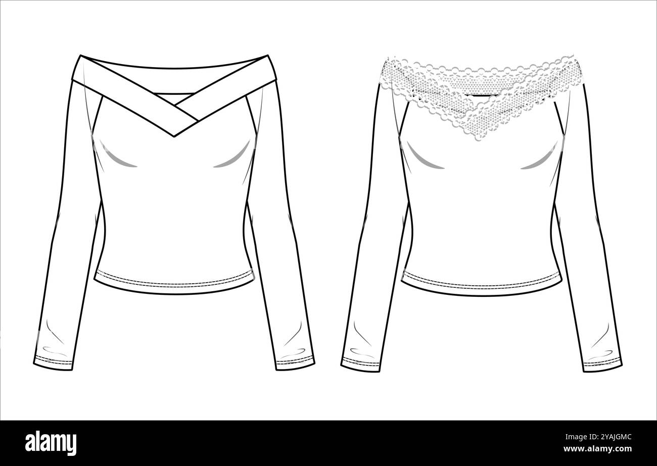 White off the shoulder tee shirt Stock Vector Images - Alamy