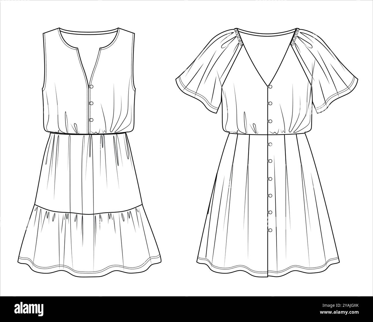 Vector sleeveless mini dress fashion CAD, woman short sleeve shirt ...